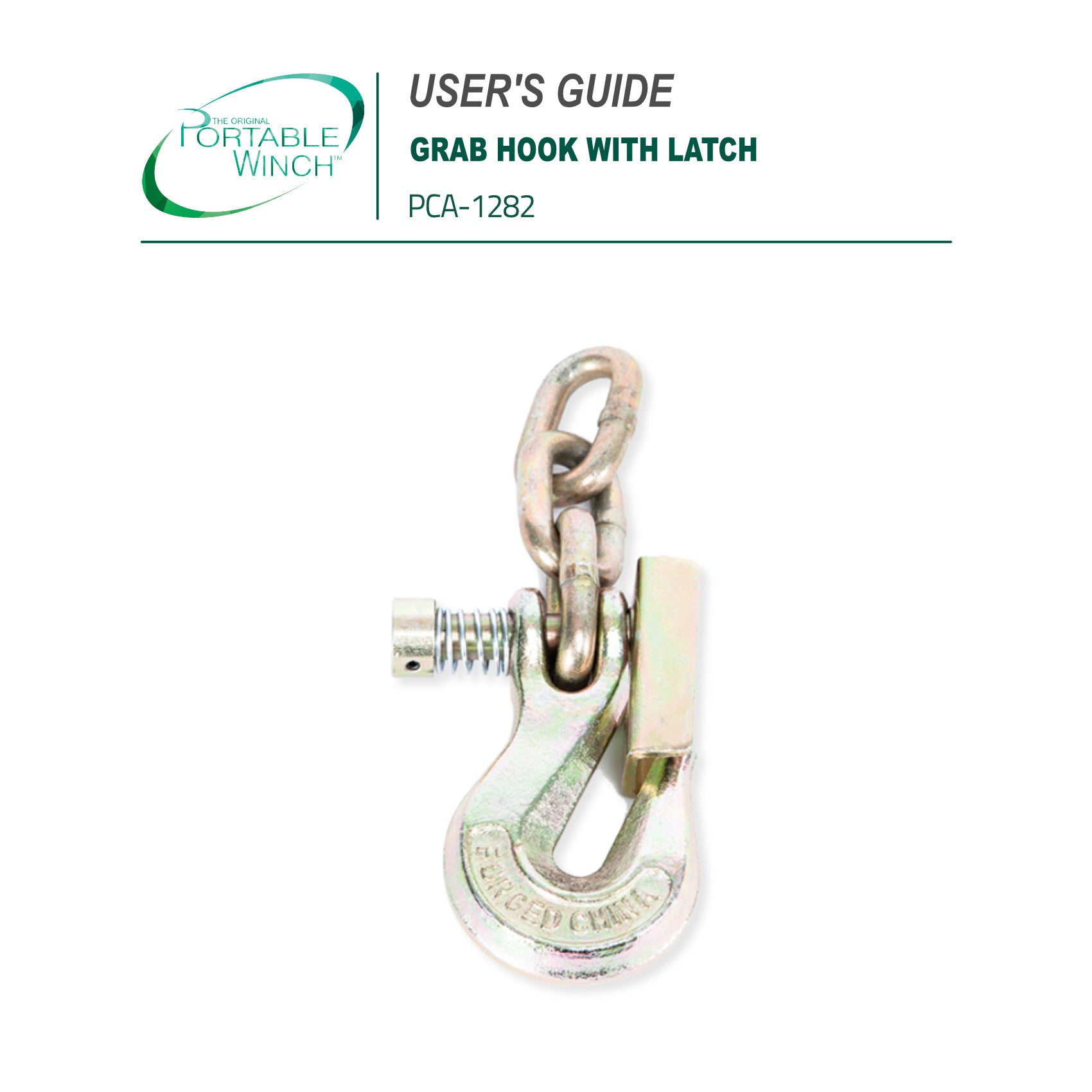 GRAB HOOK WITH LATCH - INSTRUCTIONS – Portable Winch USA