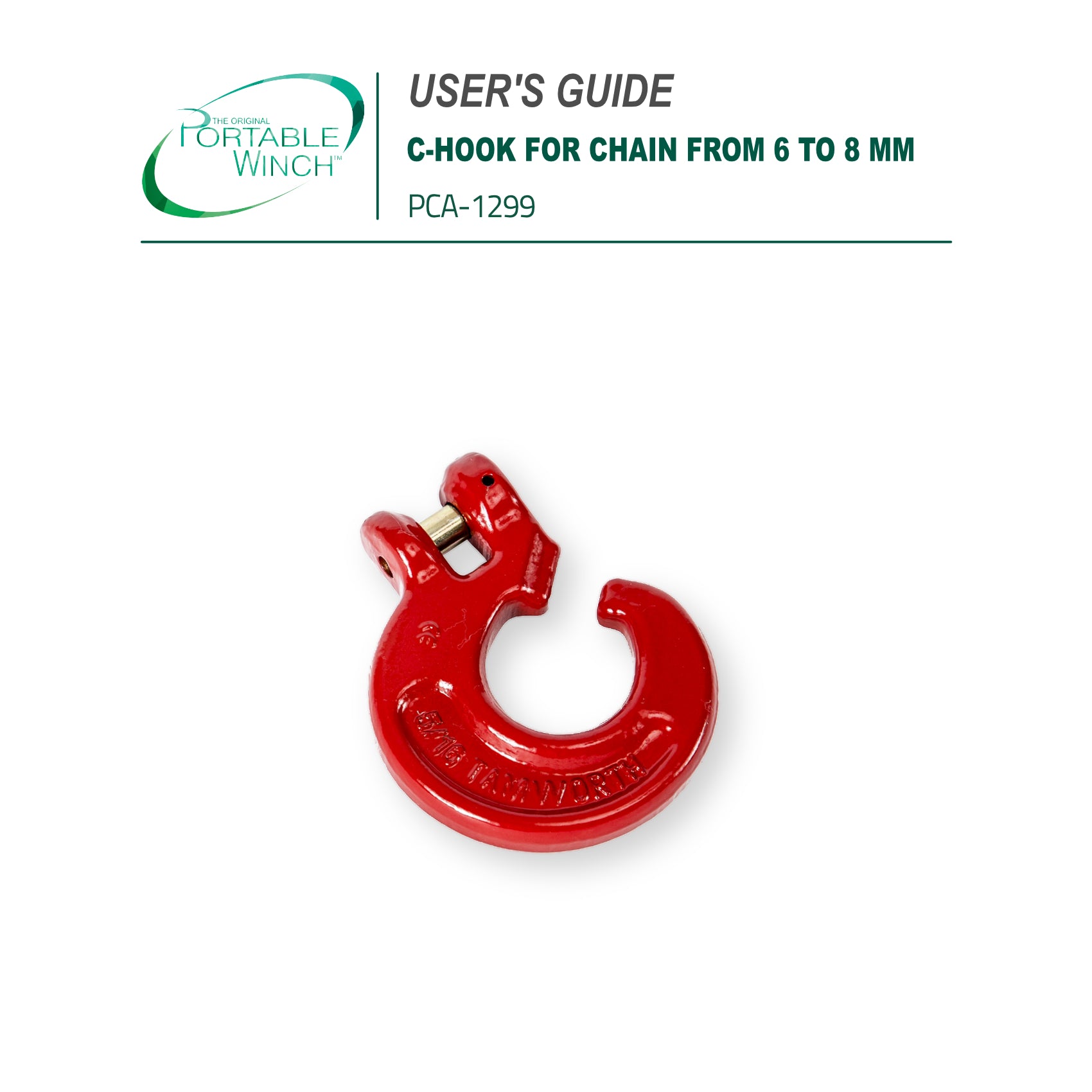 C-HOOK FOR CHAIN FROM 6 TO 8 MM - INSTRUCTIONS – Portable Winch USA