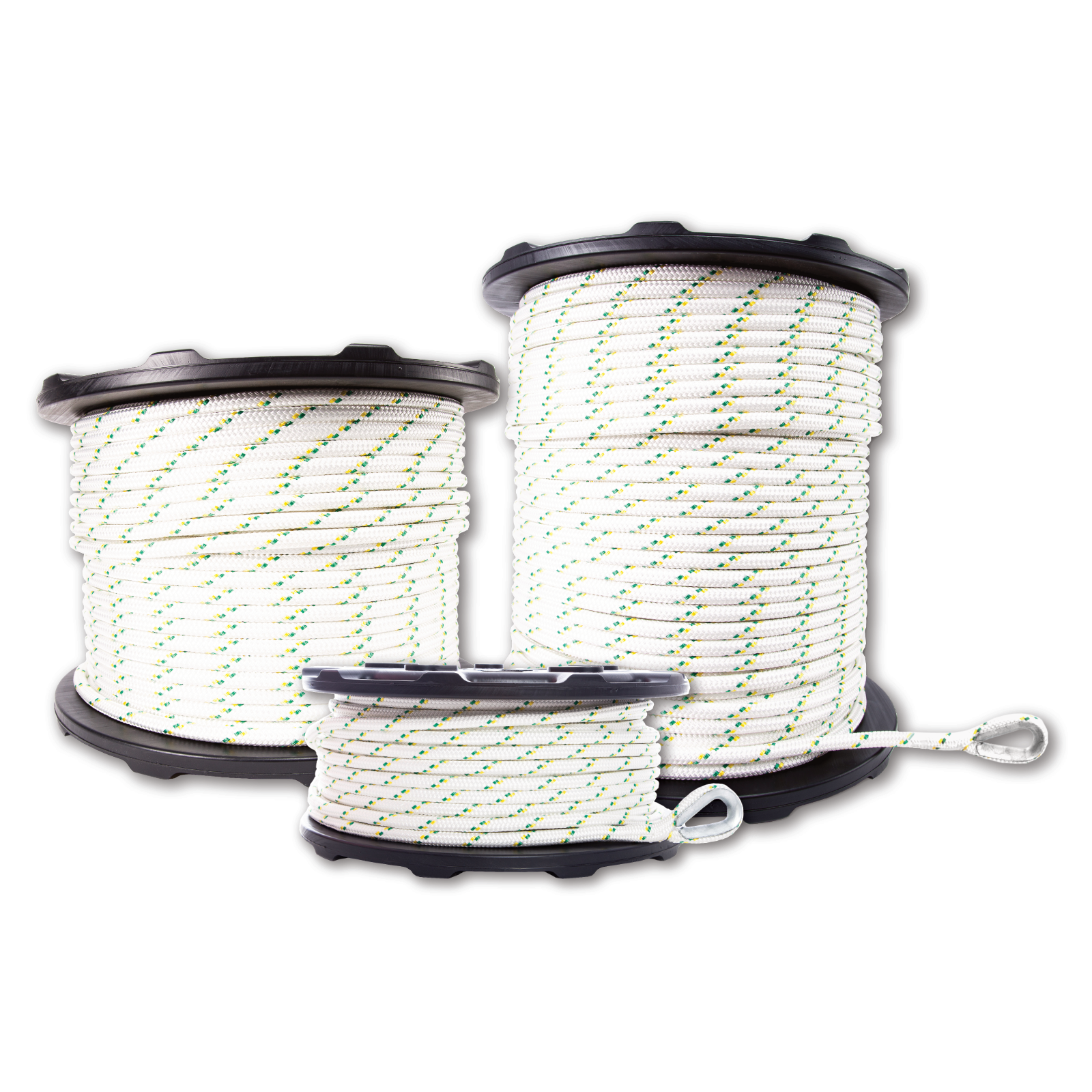 DOUBLE BRAID POLYESTER ROPE 1/2'' W/ EYE SPLICE & THIMBLE – Portable ...